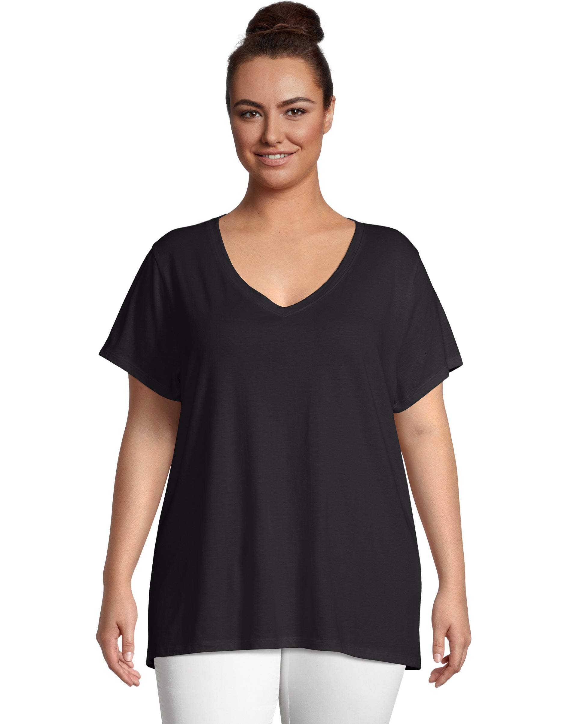 JMS Short Sleeve Flowy V-Neck T-Shirt